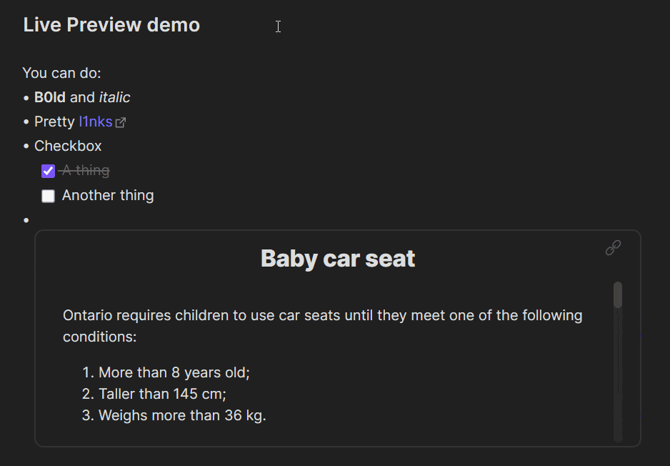 Live Preview update - Obsidian